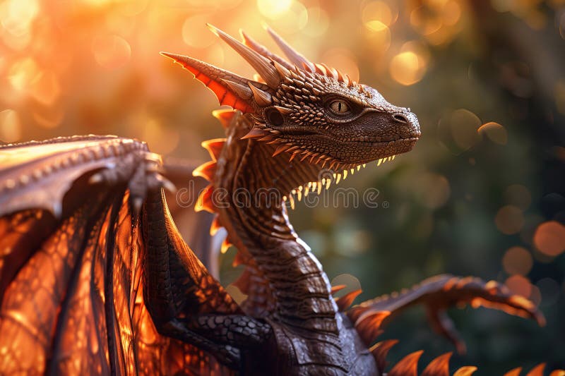 Fantastically Beautiful Mythological Dragon with Wide Wings Stock ...