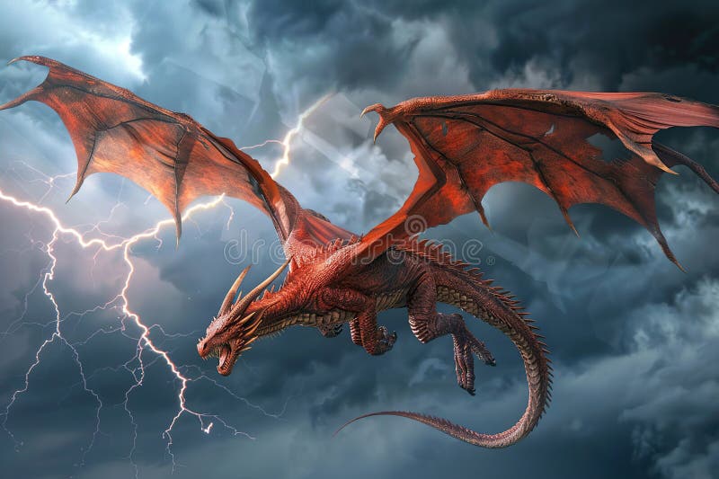 Fantastically Beautiful Mythological Dragon with Wide Wings Stock ...