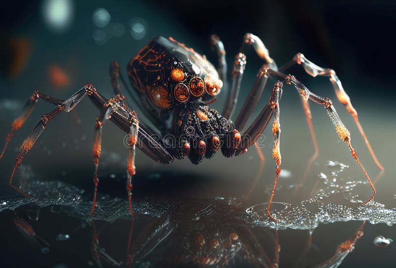 Fantastically Beautiful Spider on the Web. Generative AI Art. Web 3 ...
