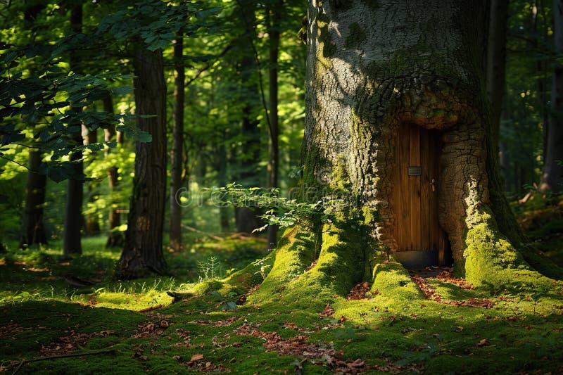 Fantastically Door in Wild Forest Leading To Deep Unknown Stock Image ...