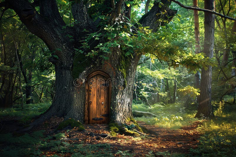 Fantastically Door in Wild Forest Leading To Deep Unknown Stock ...