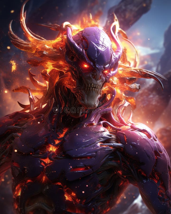 Fantastically Evil Video Game Character with Glowing Eyes in Mysterious ...