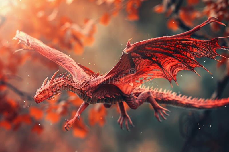 Fantastically Mythological Dragon with Big Wide Wings Stock Image ...