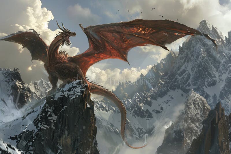 Fantastically Mythological Dragon with Big Wide Wings Stock Image ...