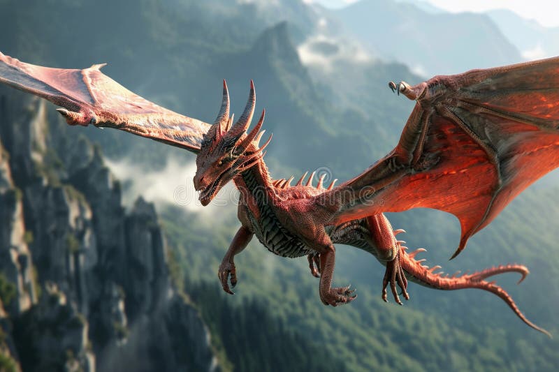 Fantastically Mythological Dragon with Big Wide Wings Stock Photo ...