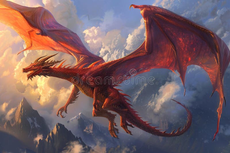 Fantastically Mythological Dragon with Big Wide Wings Stock Image ...