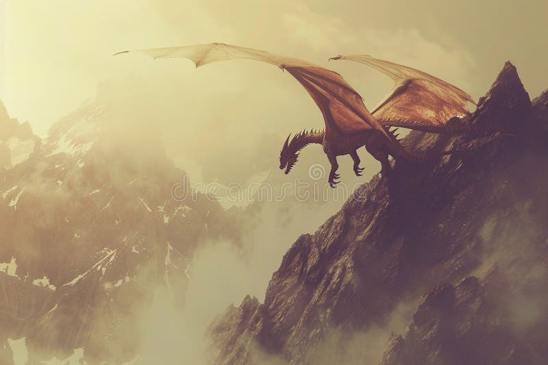 Fantastically Mythological Dragon with Big Wide Wings Stock Photo ...