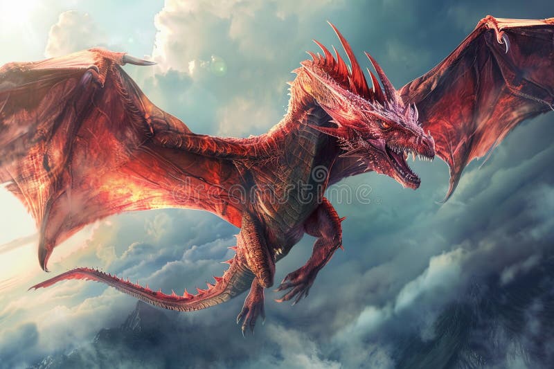 Fantastically Mythological Dragon with Big Wide Wings Stock Photo ...