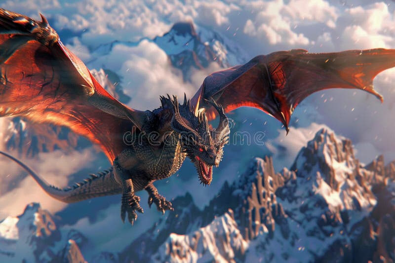 Fantastically Mythological Dragon with Big Wide Wings Stock Photo ...