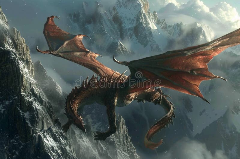 Fantastically Mythological Dragon with Big Wide Wings Stock Image ...