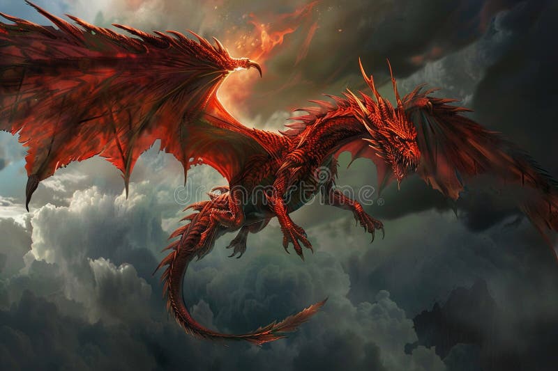 Fantastically Mythological Dragon with Big Wide Wings Stock ...