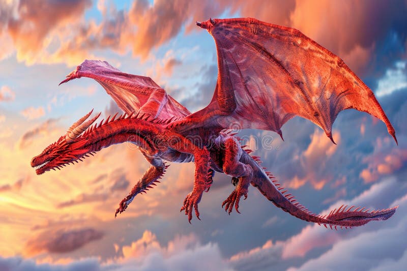 Fantastically Mythological Dragon with Big Wide Wings Stock ...