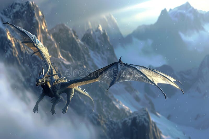 Fantastically Mythological Dragon with Big Wide Wings Stock Photo ...