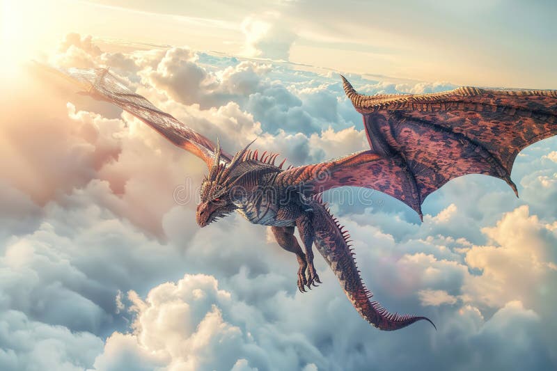 Fantastically Mythological Dragon with Big Wide Wings Stock Image ...