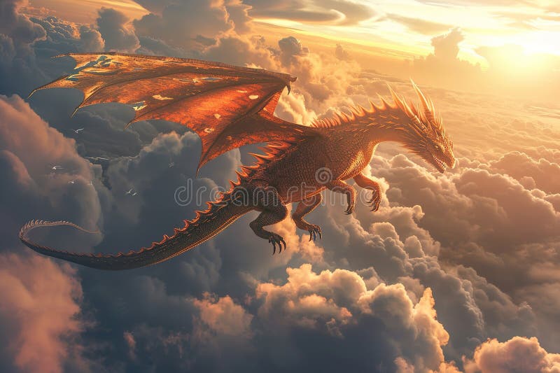 Fantastically Mythological Dragon with Big Wide Wings Stock Photo ...