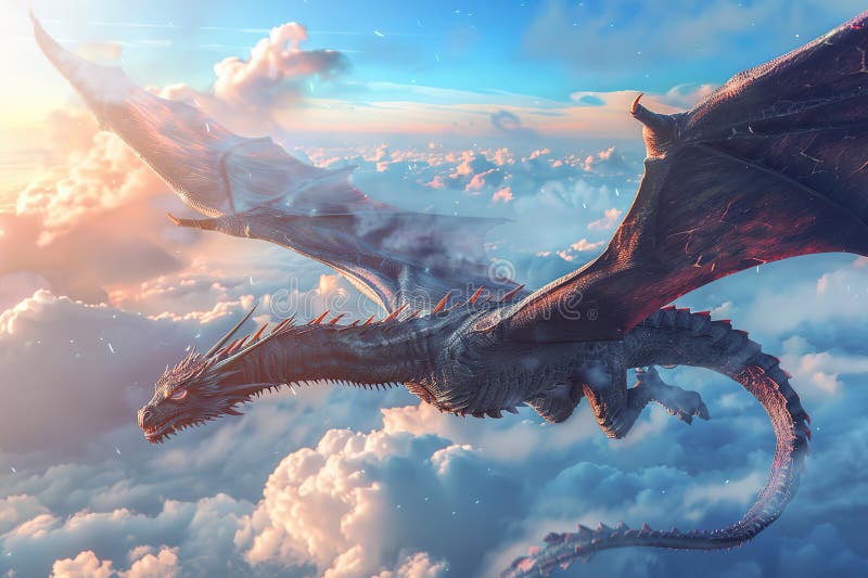 Fantastically Mythological Dragon with Big Wide Wings Stock ...