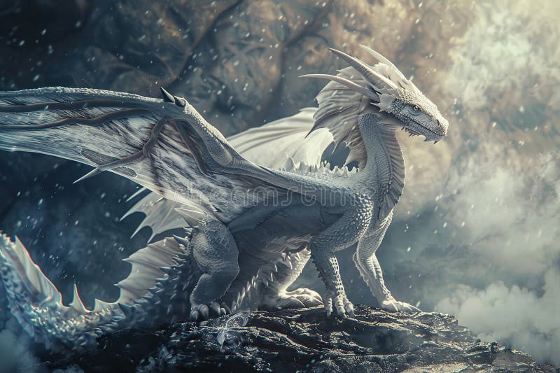 Fantastically Mythological Dragon with Big Wide Wings Stock ...