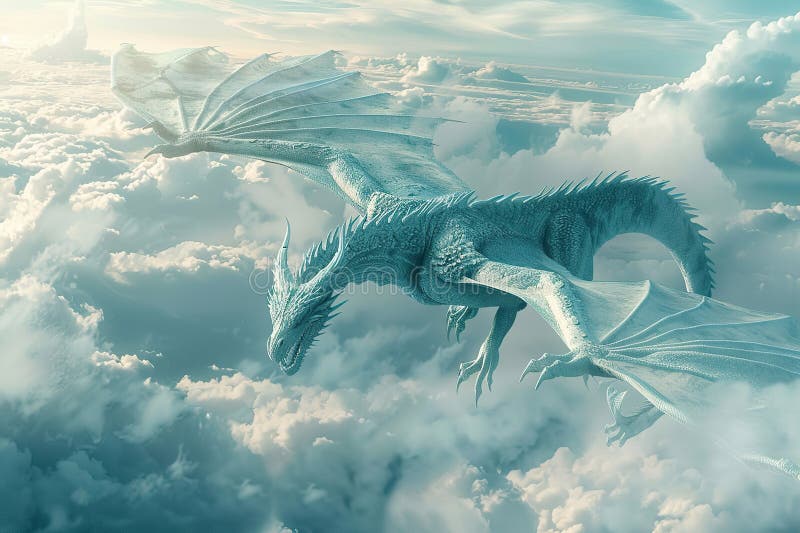 Fantastically Mythological Dragon with Big Wide Wings Stock ...