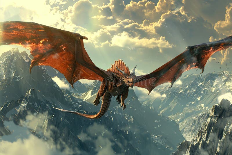 Fantastically Mythological Dragon with Big Wide Wings Stock Image ...