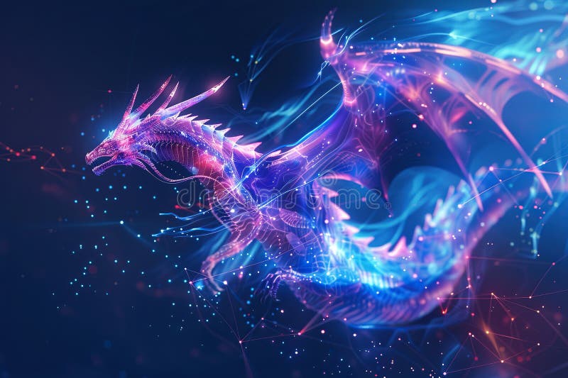 Fantastically Mythological Dragon with Big Wide Wings Stock ...