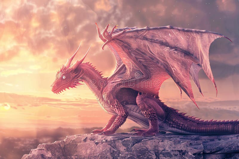 Fantastically Mythological Dragon with Big Wide Wings Stock ...