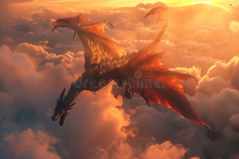 Fantastically Mythological Dragon with Big Wide Wings Stock ...