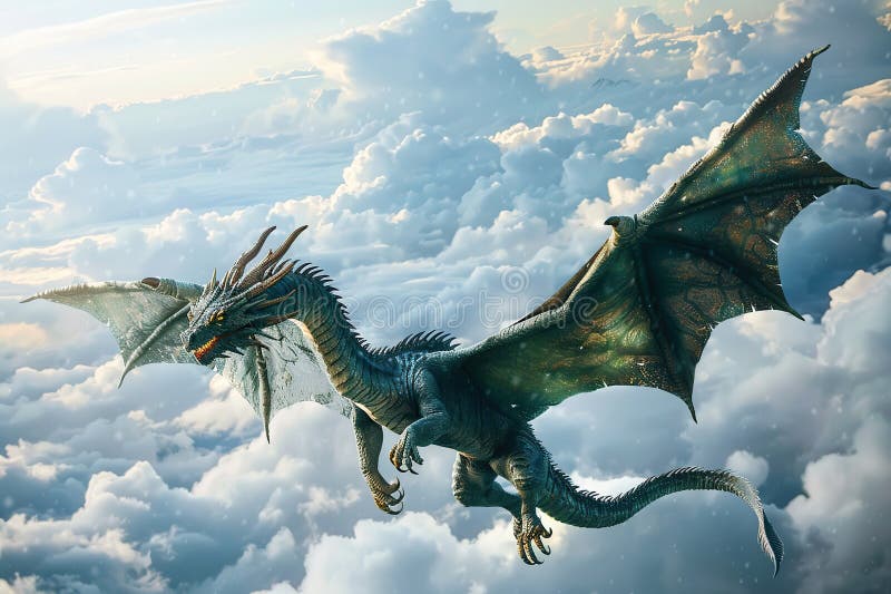 Fantastically Mythological Dragon with Big Wide Wings Stock ...