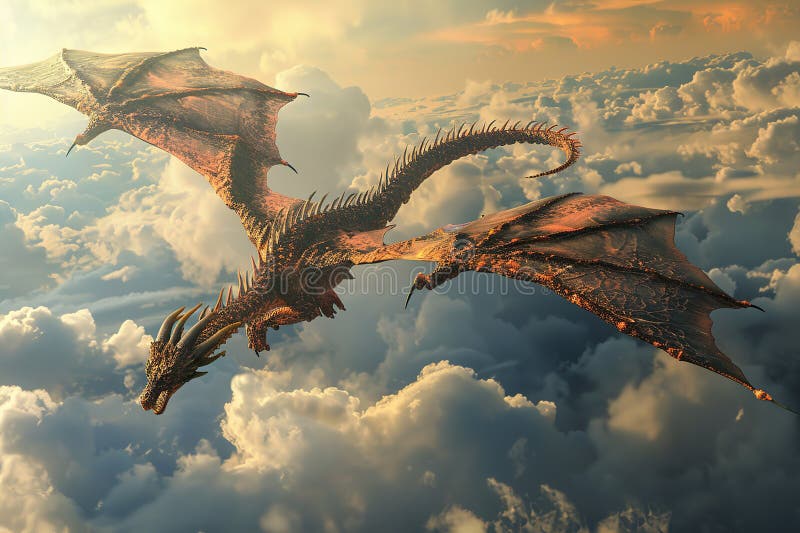 Fantastically Mythological Dragon with Big Wide Wings Stock Image ...