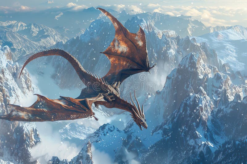 Fantastically Mythological Dragon with Big Wide Wings Stock Image ...