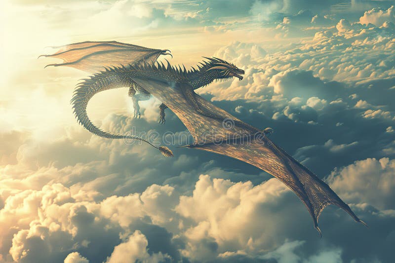 Fantastically Mythological Dragon with Big Wide Wings Stock Image ...