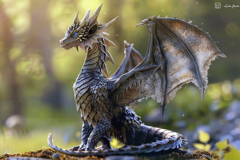 Fantastically Mythological Dragon with Big Wide Wings Stock ...