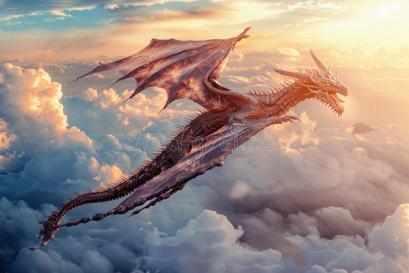 Fantastically Mythological Dragon with Big Wide Wings Stock ...