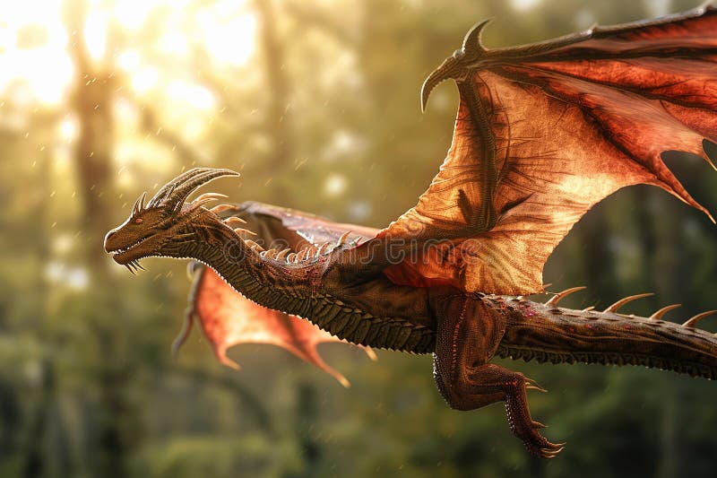 Fantastically Mythological Dragon with Big Wide Wings Stock ...