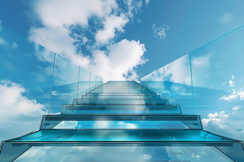 Fantastically Staircase Leading To Cloudy Deep Sky at Natural Light ...