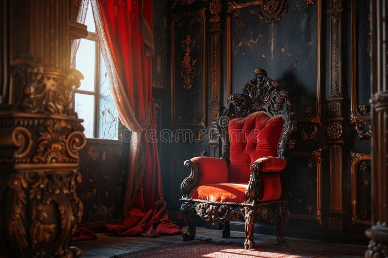 Fantastically Throne of Power of King or Queen in Throne Room Stock ...