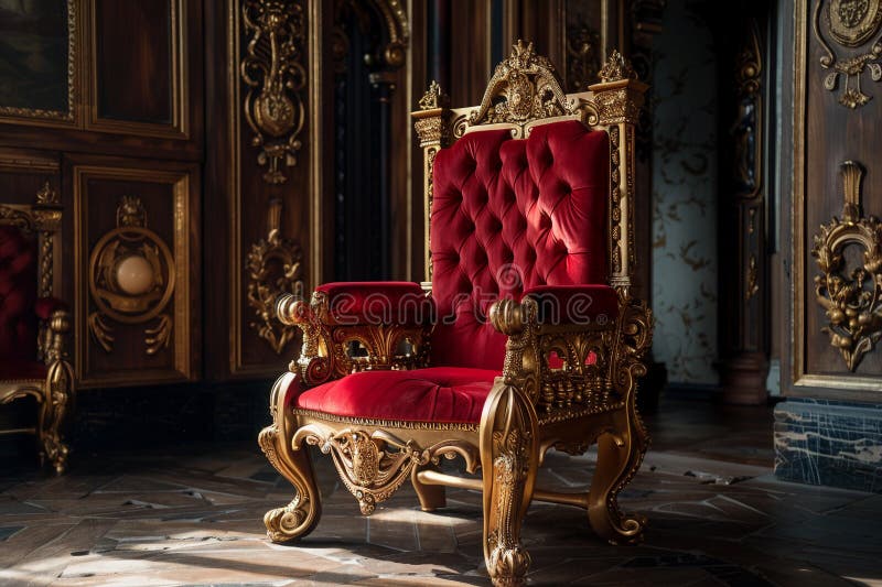 Fantastically Throne of Power of King or Queen in Throne Room Stock ...