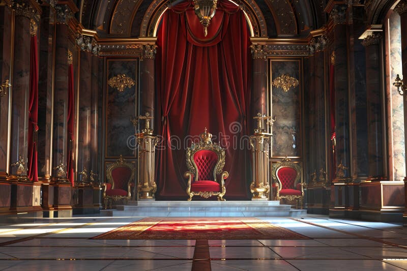 Fantastically Throne of Power of King or Queen in Throne Room Stock ...