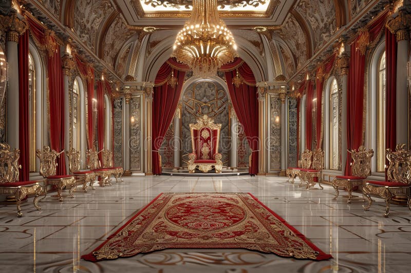 Fantastically Throne of Power of King or Queen in Throne Room Stock ...