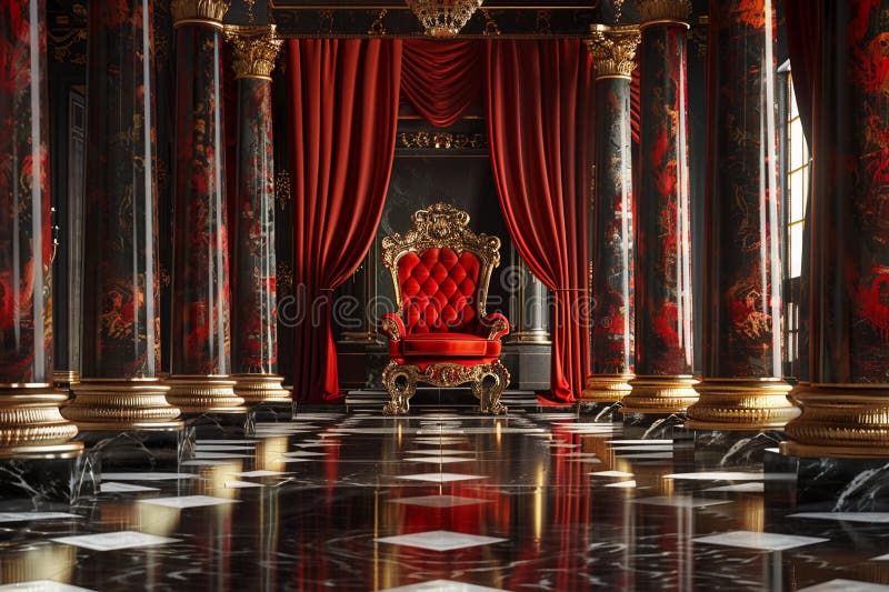 Fantastically Throne of Power of King or Queen in Throne Room Stock ...