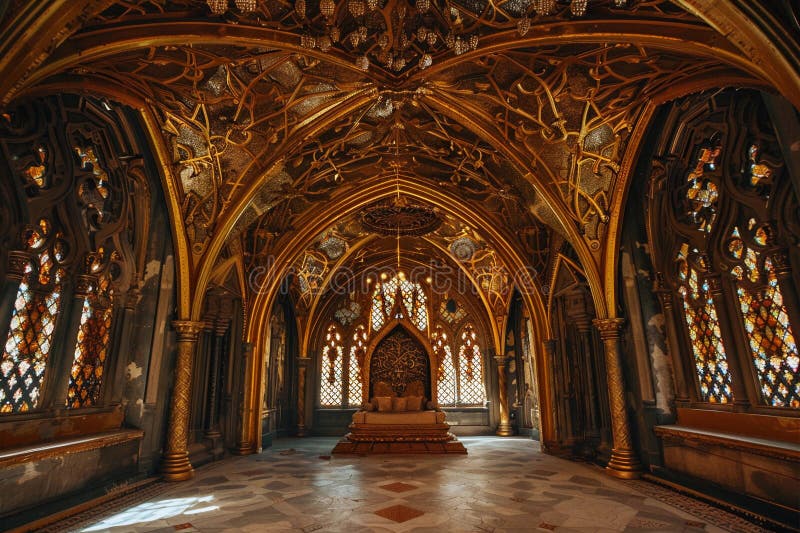 Fantastically Throne of Power of King or Queen in Throne Room Stock ...