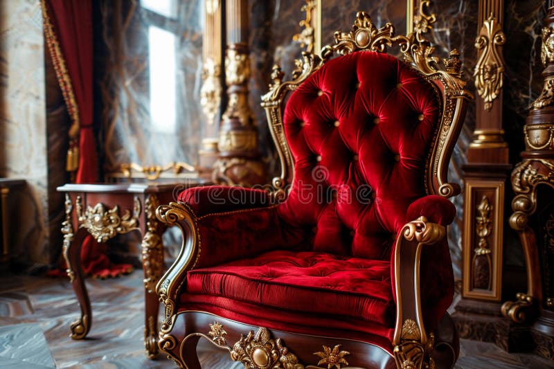 Fantastically Throne of Power of King or Queen in Throne Room Stock ...