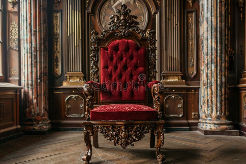 Fantastically Throne of Power of King or Queen in Throne Room Stock ...