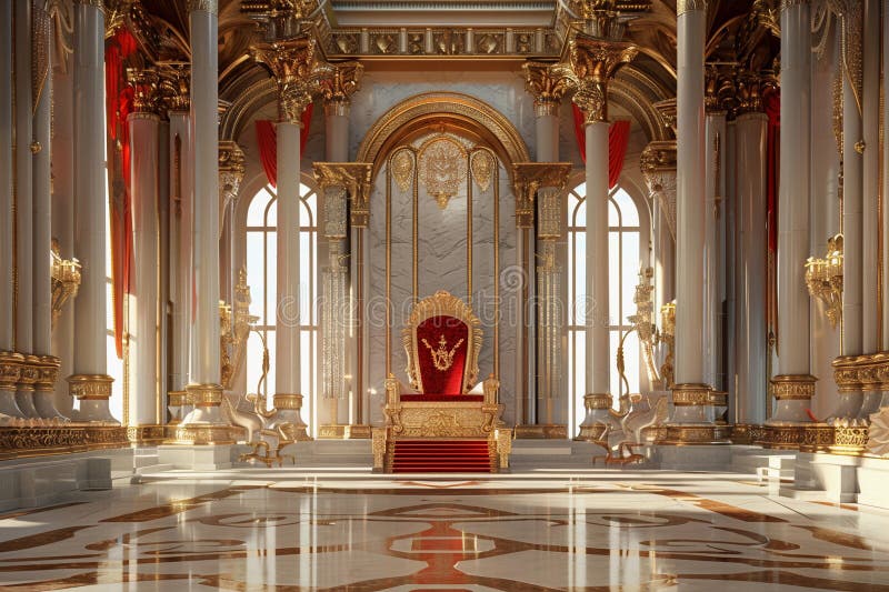 Fantastically Throne of Power of King or Queen in Throne Room Stock ...