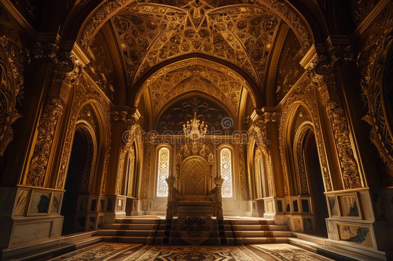 Fantastically Throne of Power of King or Queen in Throne Room Stock ...