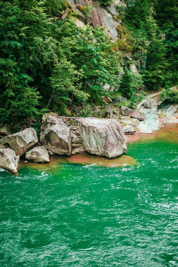 Mountain river with cliffs stock photo. Image of fresh - 121694402