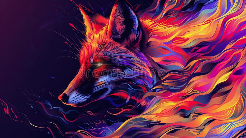Fantasy Abstract Neon Fox Animation. Generative AI Stock Footage ...