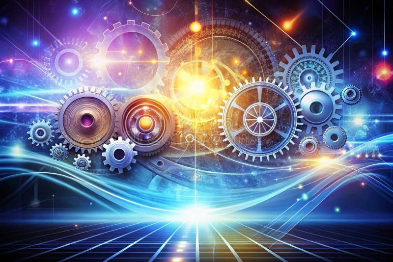 Fantasy Abstract Technology and Engineering Background with Original ...