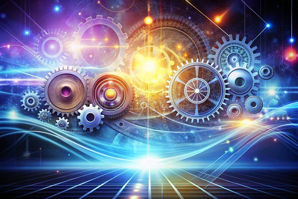 Fantasy Abstract Technology and Engineering Background with Original ...