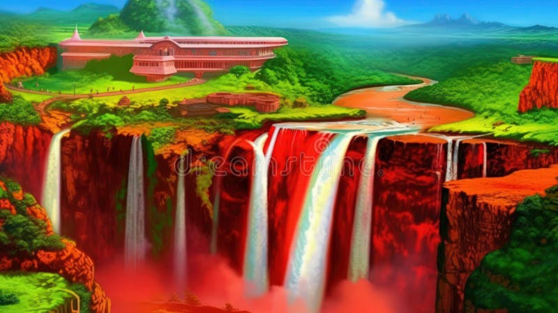 Fantasy Airbrush Landscape Art Stock Illustration - Illustration of ...