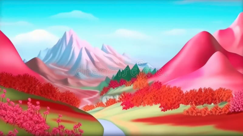 Fantasy Airbrush Landscape Art Stock Illustration - Illustration of ...